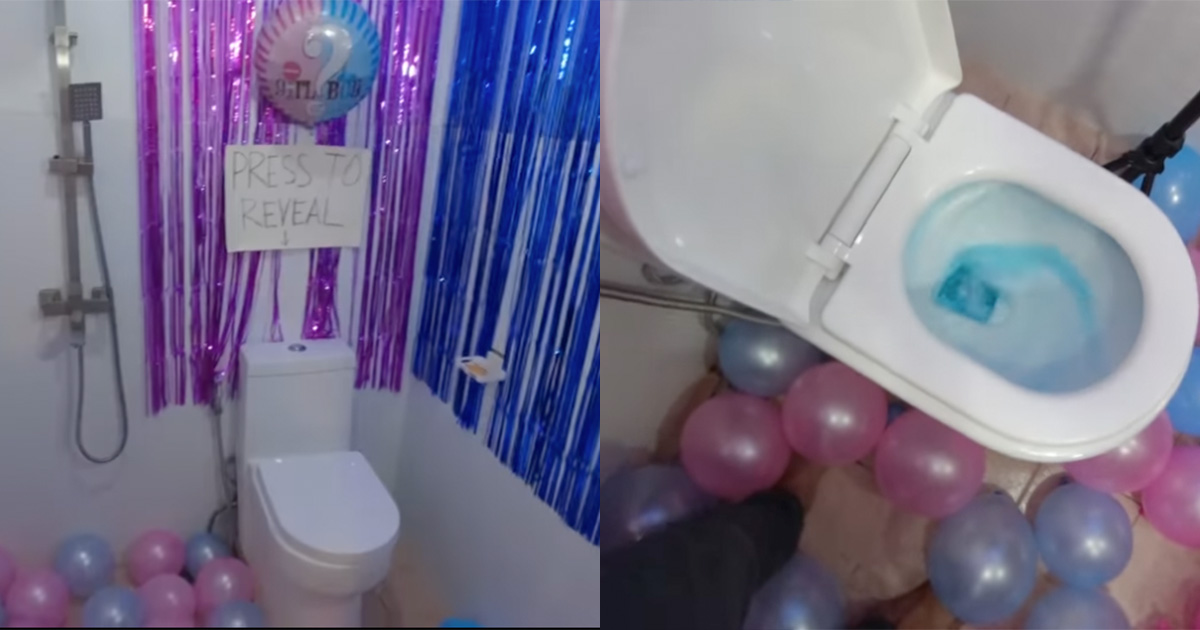 Instead of pink or blue confetti, this couple holds a 'low budget ...